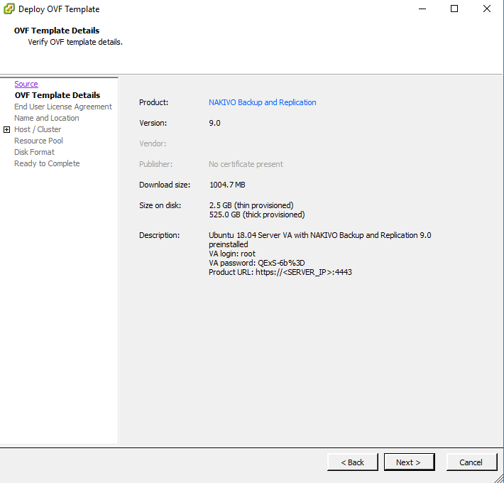 Deploying VMware Virtual Appliance